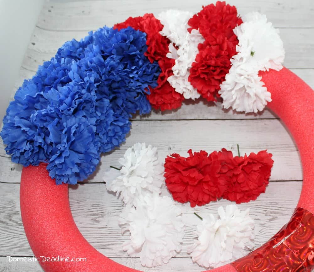 DIY Dollar Store Flag Wreath - Domestic Deadline