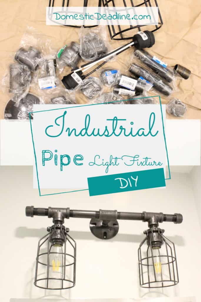 DIY Industrial Pipe Light Fixture Farmhouse Bathroom | HarperNCo