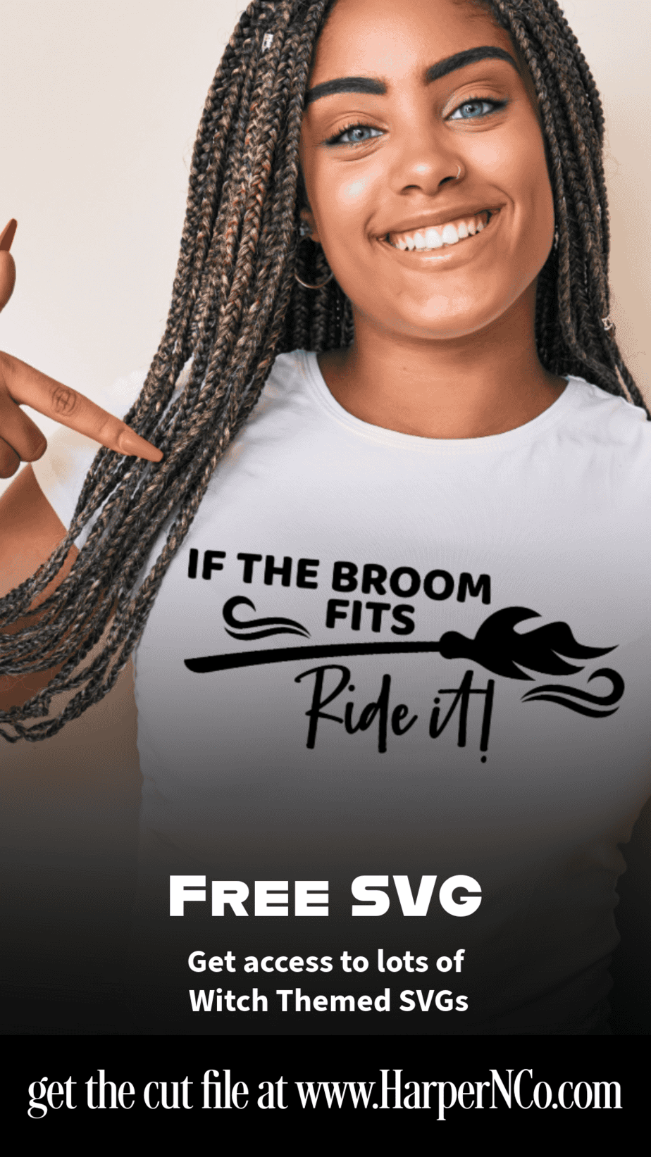 Free Witch SVG – If the Broom Fits, Ride It! (Halloween SVG)